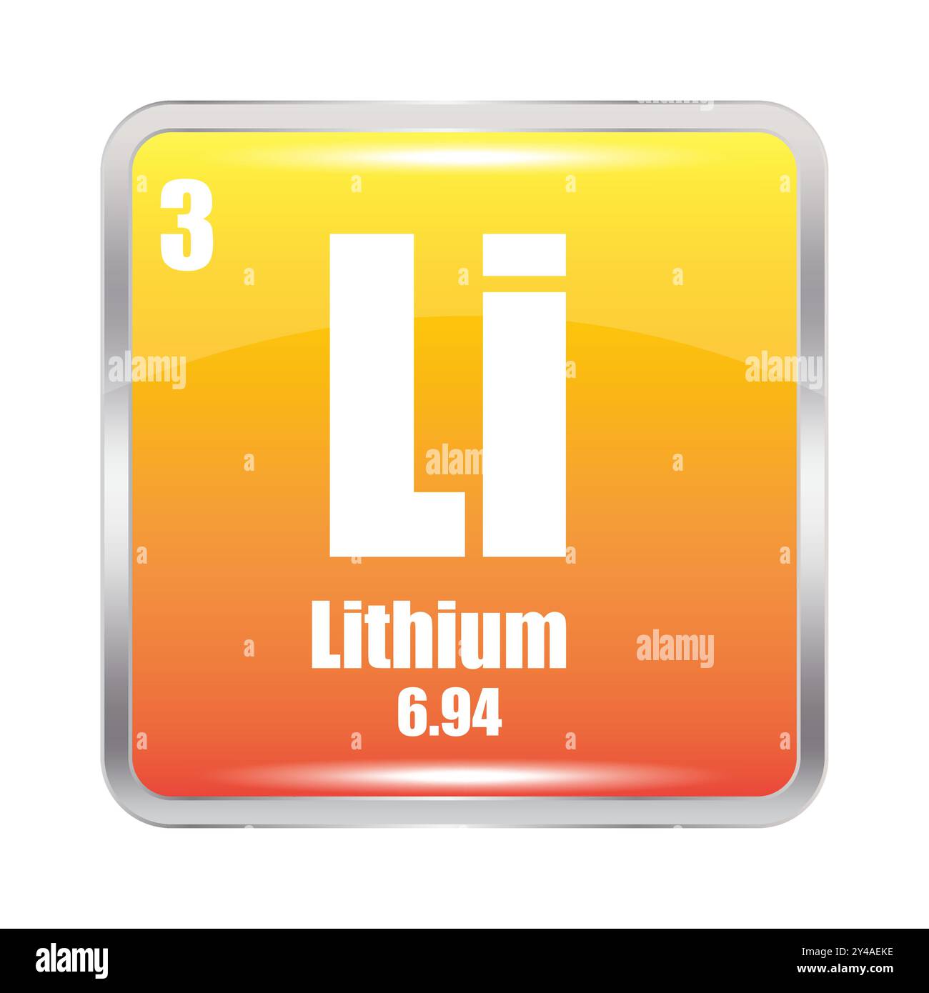 Lithium element icon. Yellow and orange square. Chemical symbol Li ...