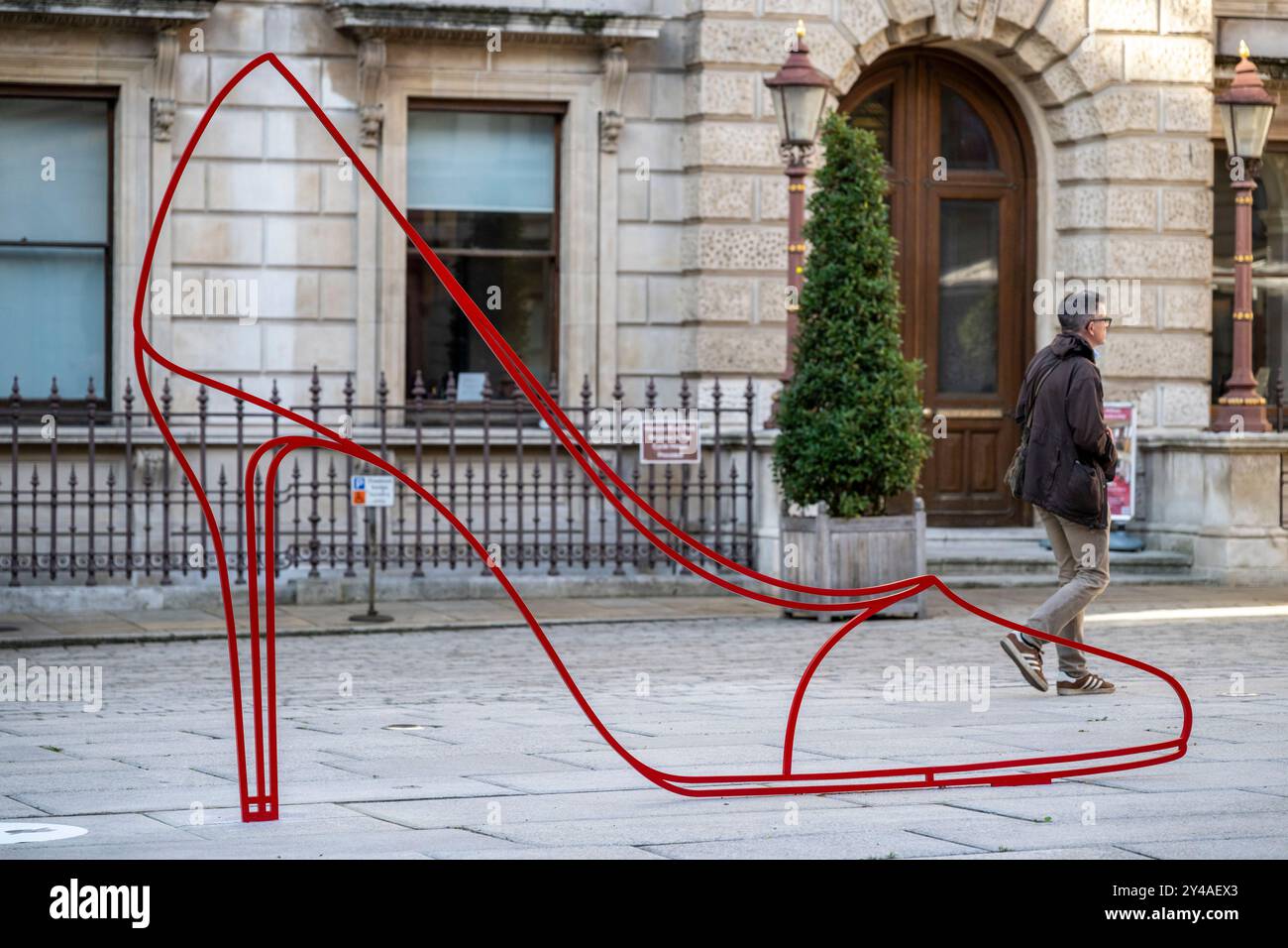 London, UK. 17 September 2024. 'High heel red', 2021, in the courtyard ...