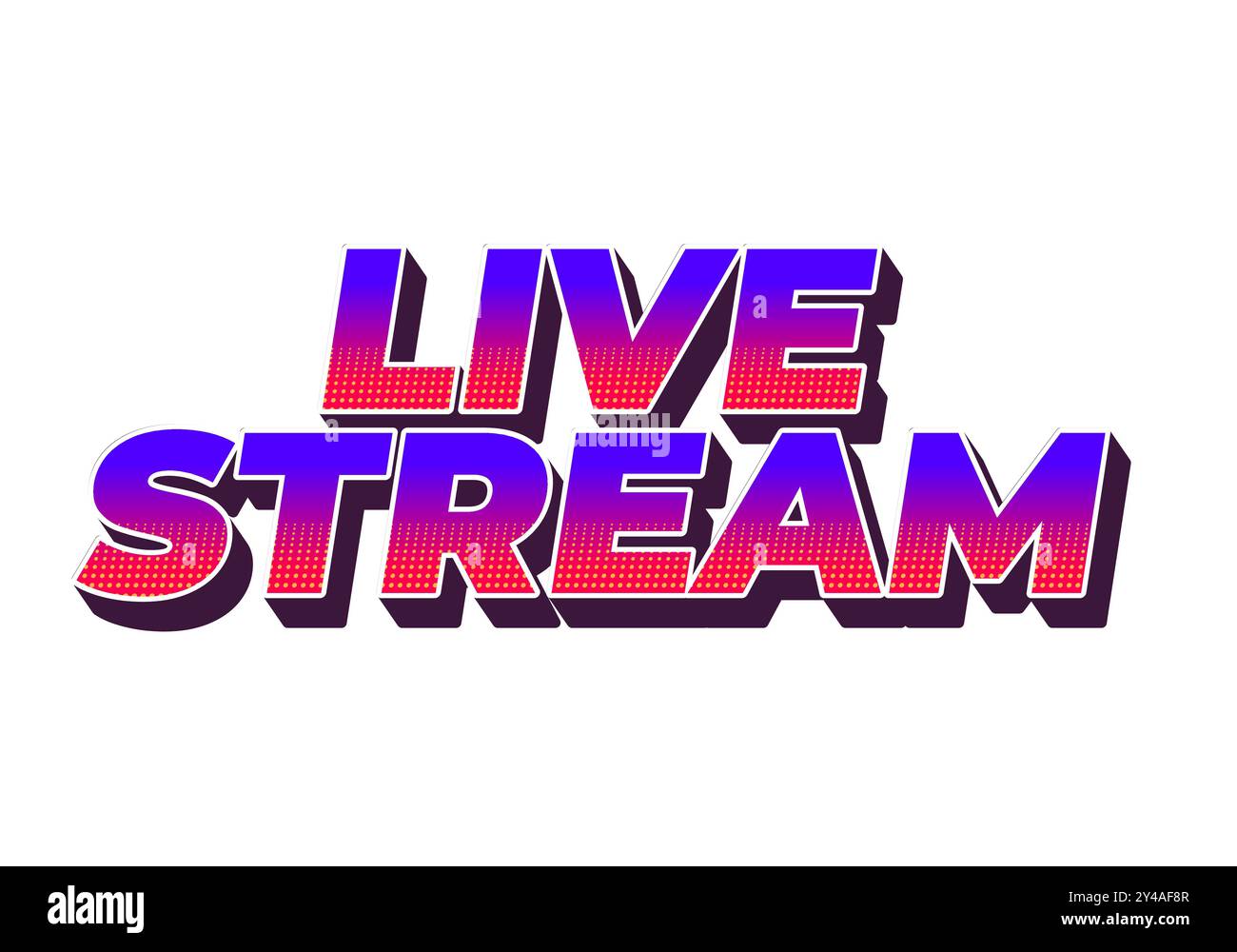 Live stream. Text effect design in 3D style with modern colors Stock ...