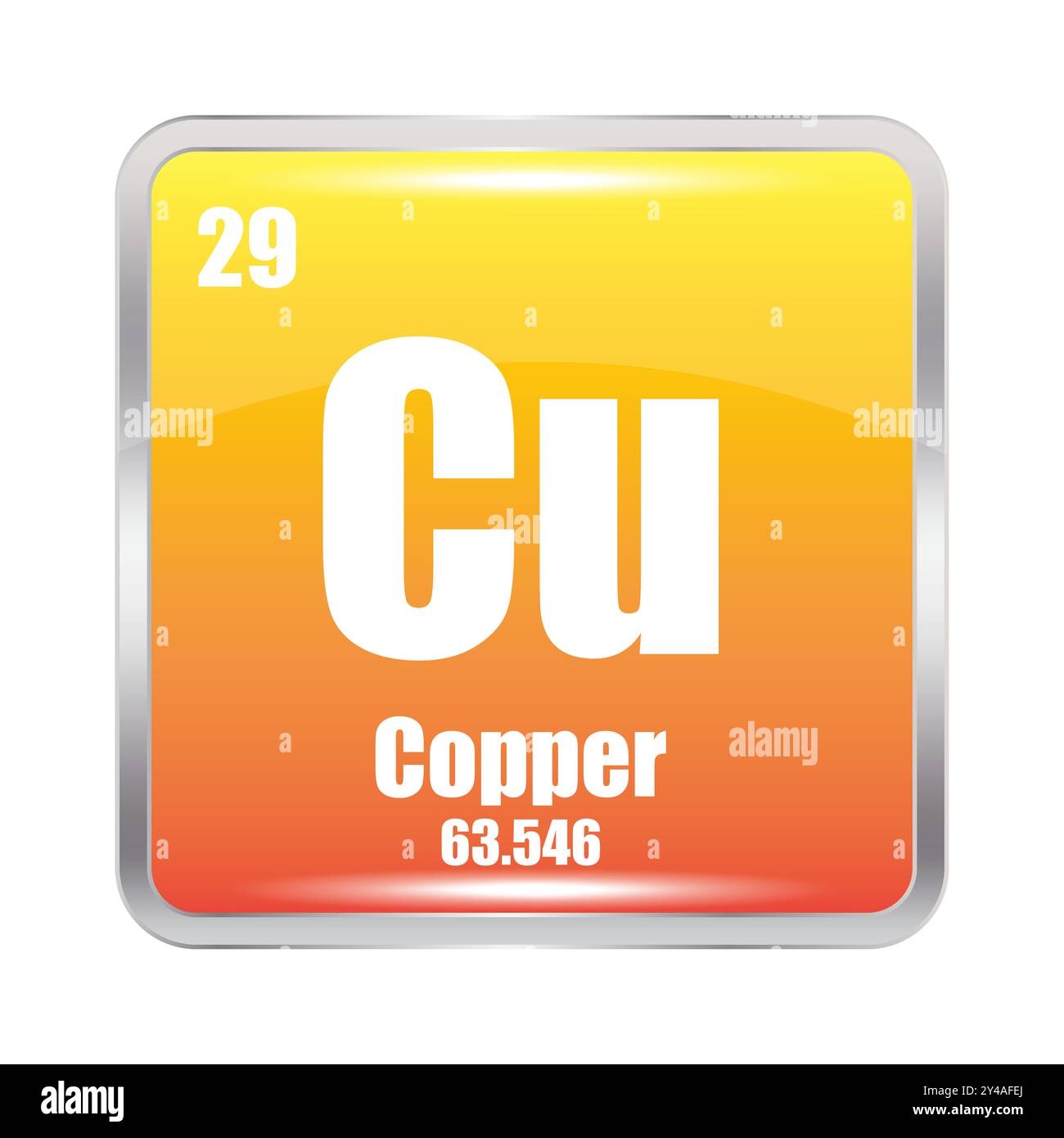 Copper symbol icon. Element Cu 29. Atomic mass 63.546. Vector element ...