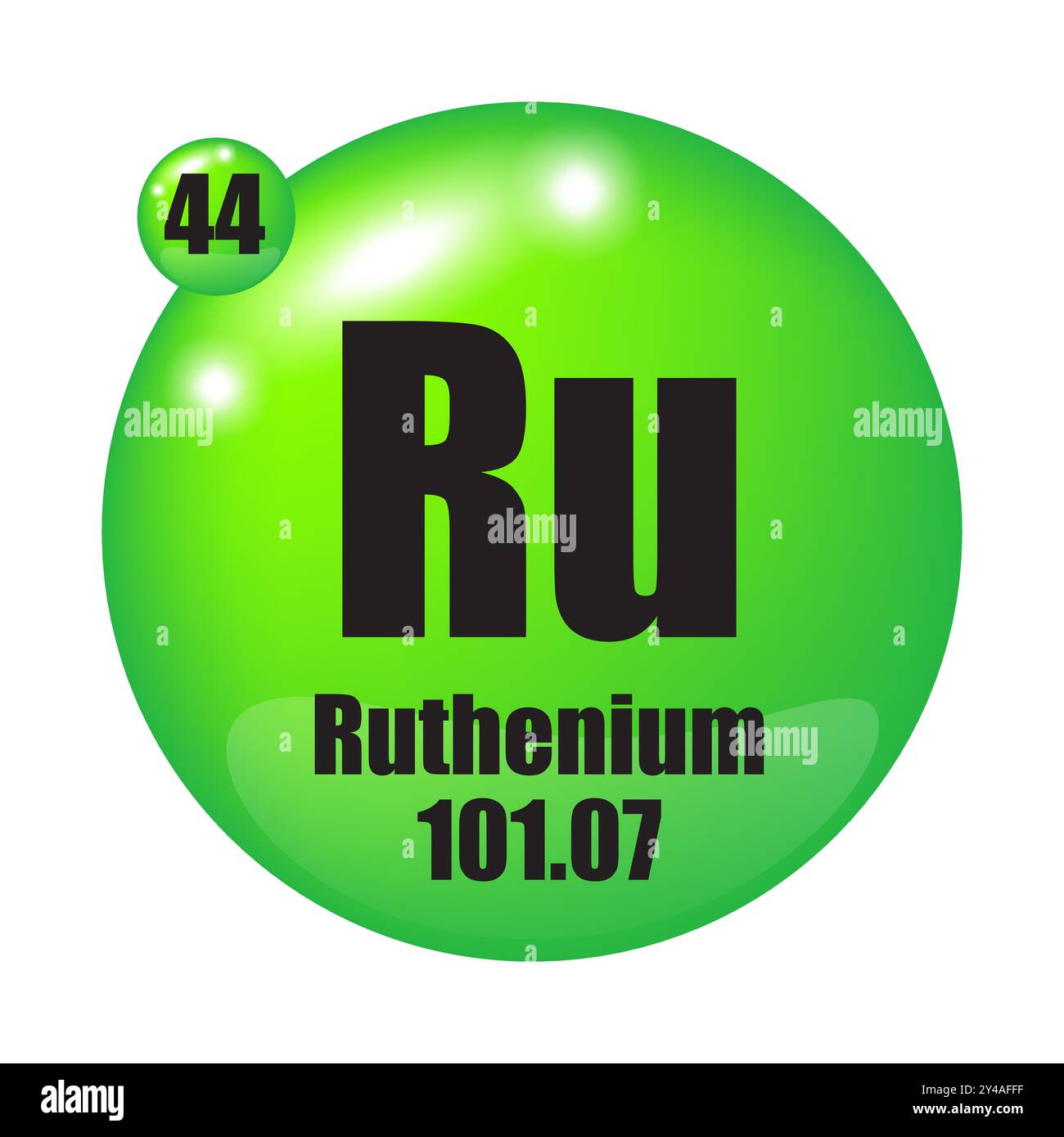 Ruthenium icon. Ru chemical element. Atomic number 44. Mass 101.07 ...