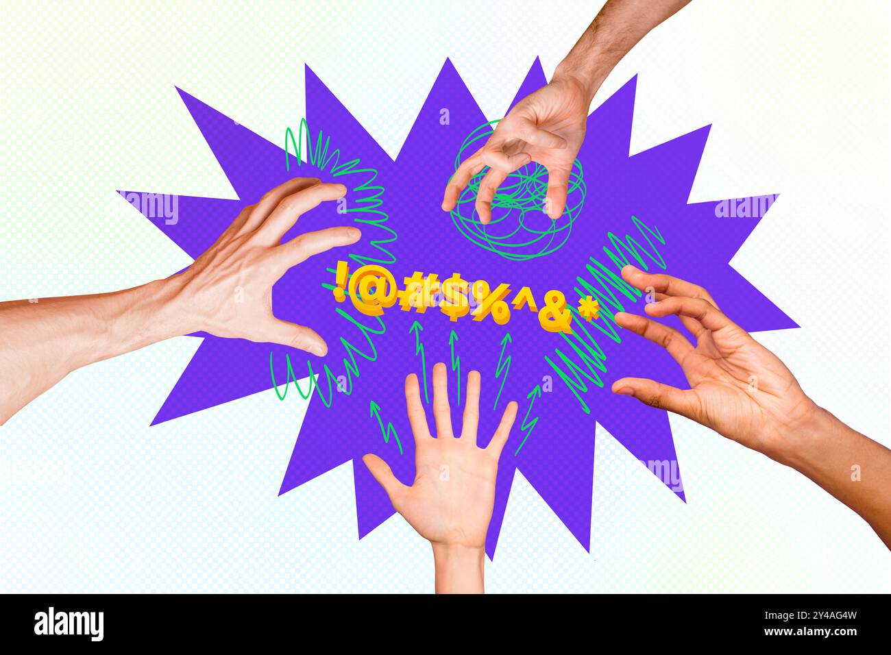 Composite trend artwork sketch image photo collage of team group hands ...