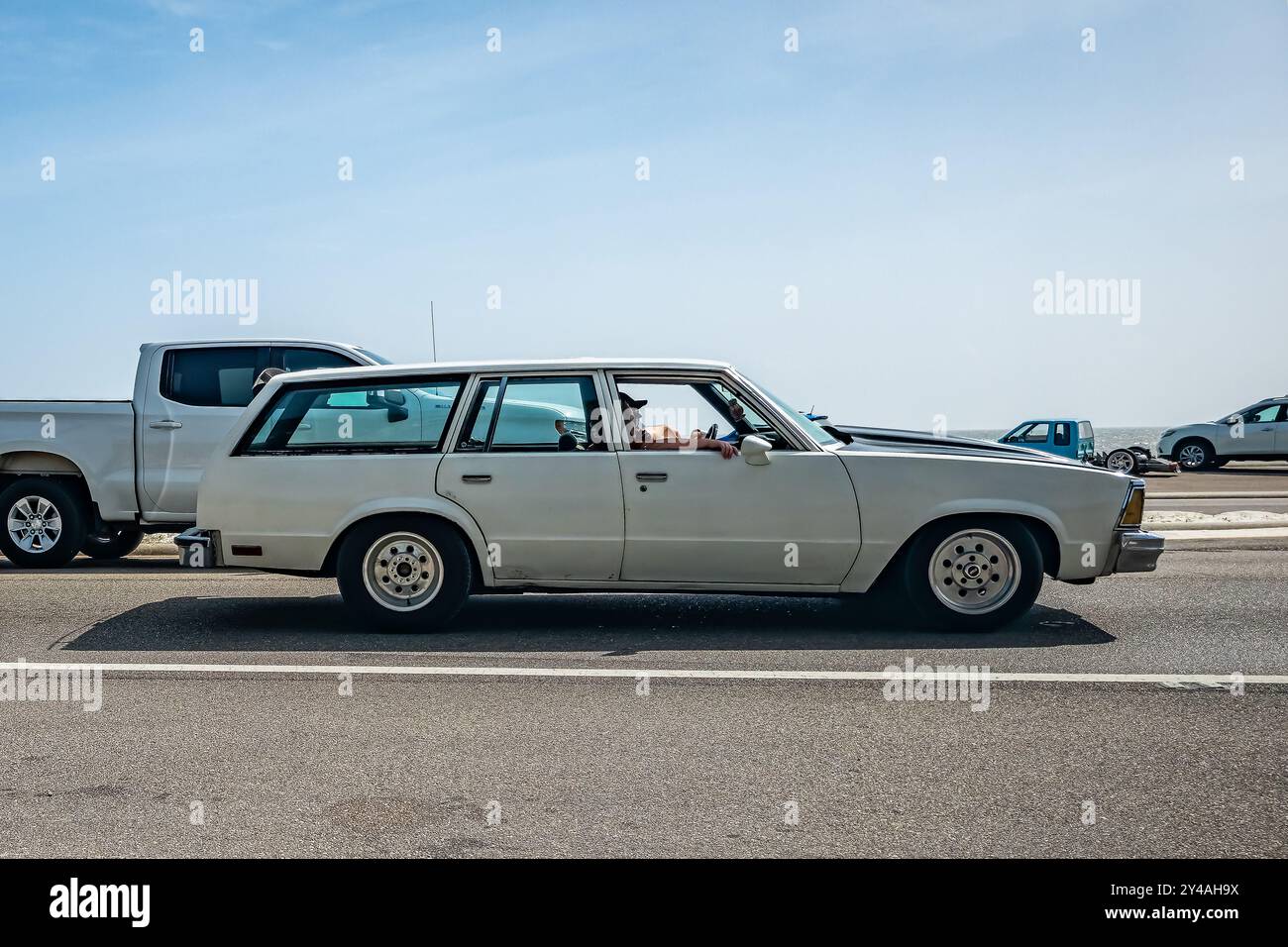 Gulfport, MS - October 04, 2023: Wide angle side view of a 1981 Chevrolet Malibu Classic Station ...