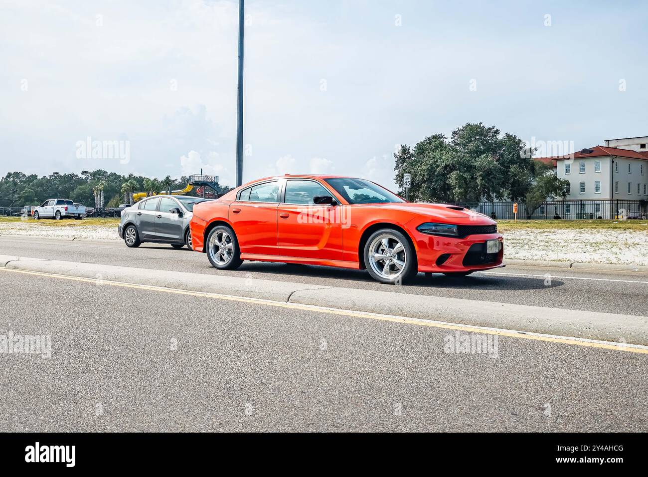 Gulfport, MS - October 05, 2023: Wide angle front corner view of a 2021 ...