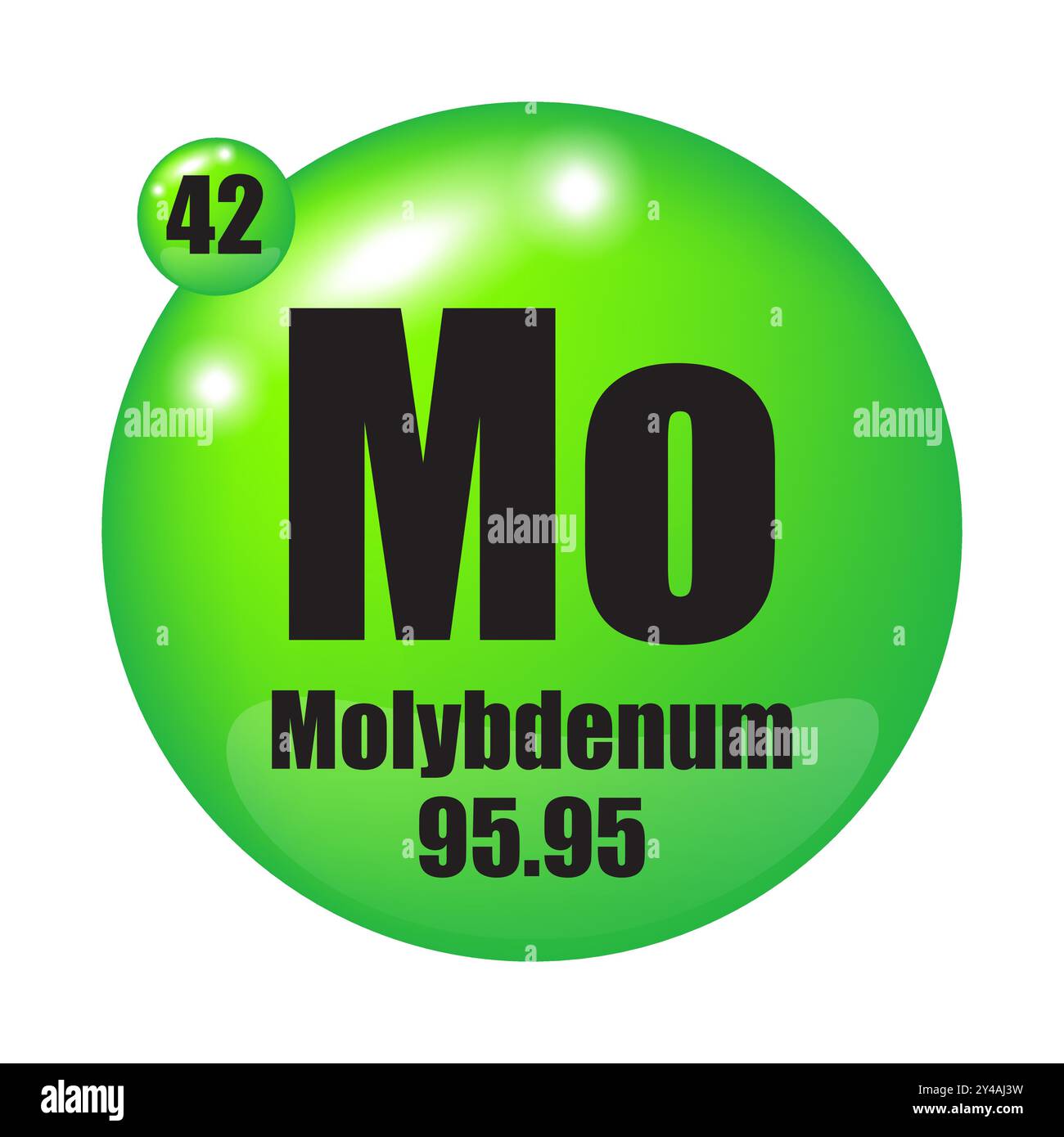 Molybdenum icon. Mo chemical element. Atomic number 42. Mass 95.95 ...
