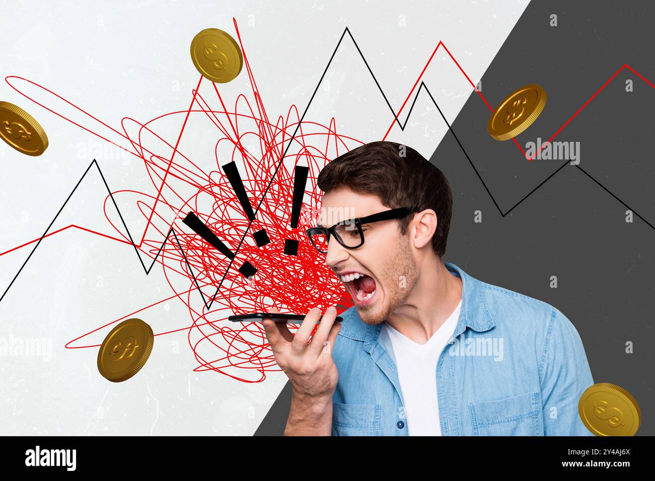 Composite trend artwork sketch image photo collage of business man ...