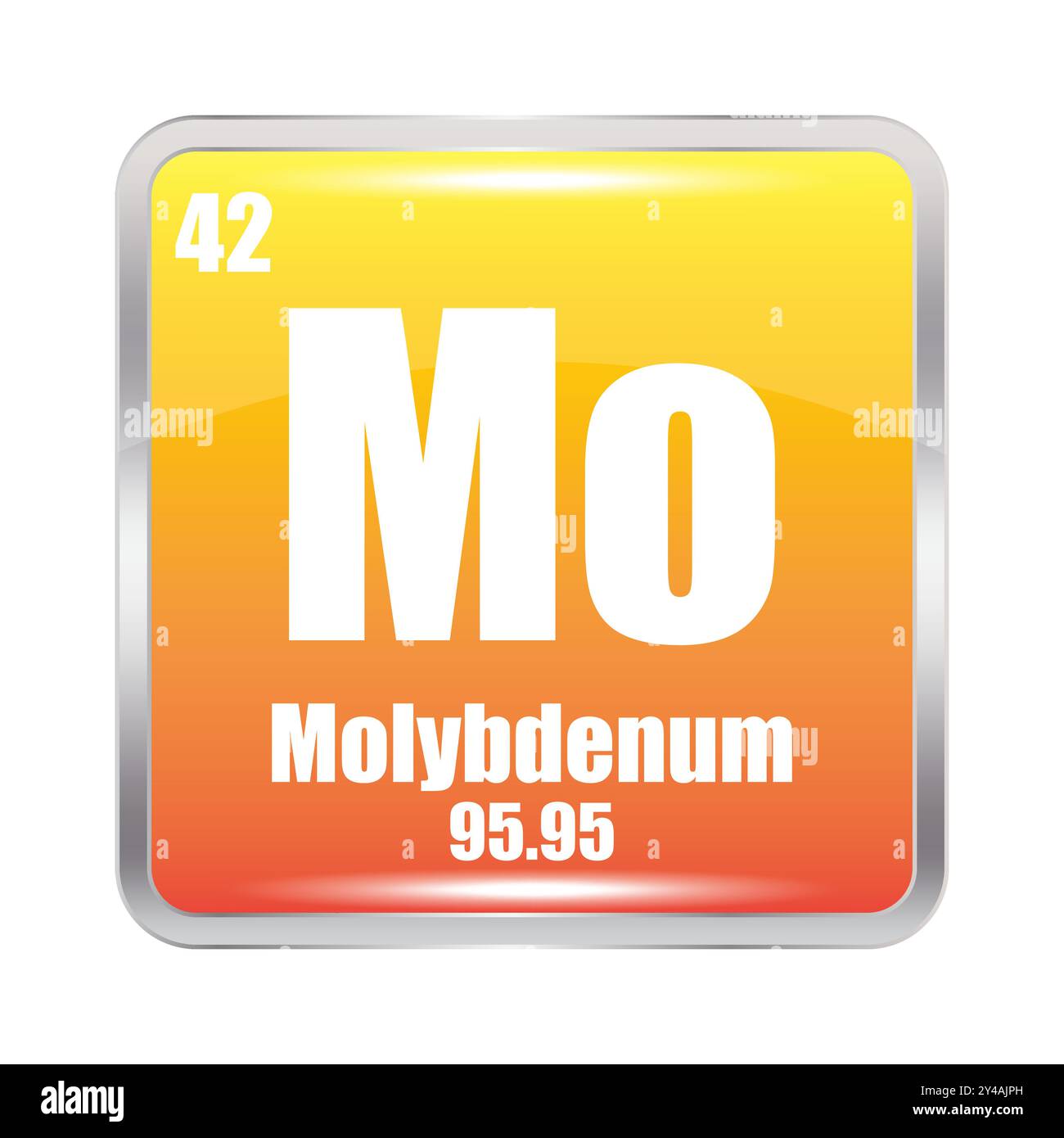 Molybdenum icon. Mo chemical element. Atomic number 42. Mass 95.95 ...