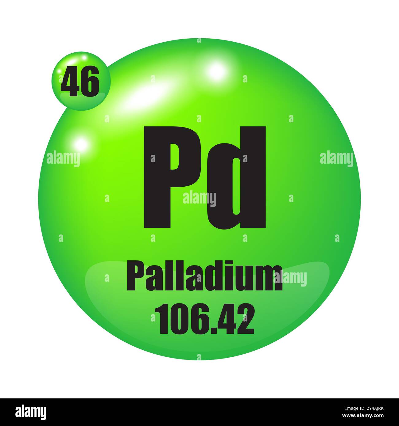 Palladium icon. Pd chemical element. Atomic number 46. Mass 106.42 ...