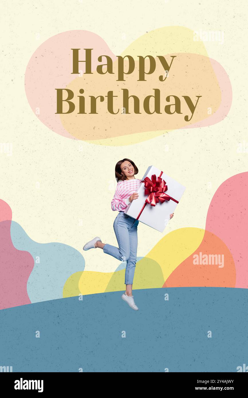 Photo collage trend artwork composite sketch image of happy birthday ...