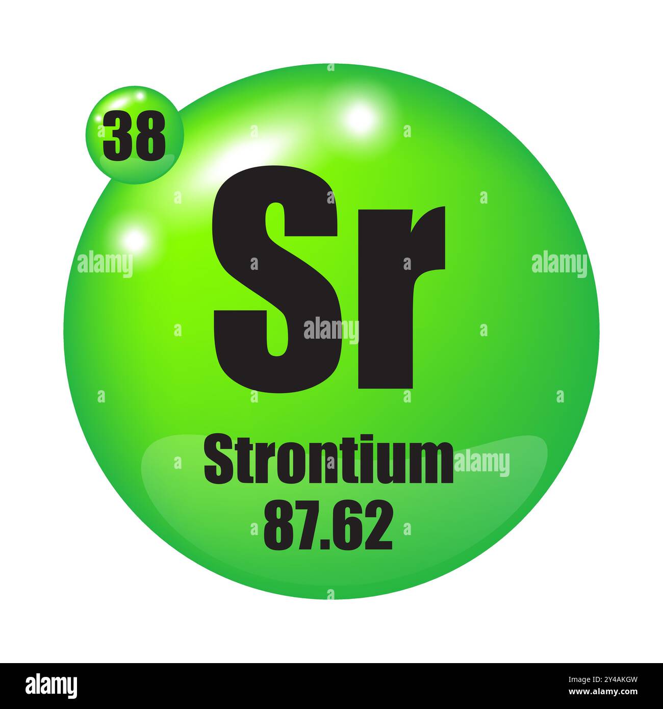 Strontium icon. Sr chemical element. Atomic number 38. Mass 87.62 ...