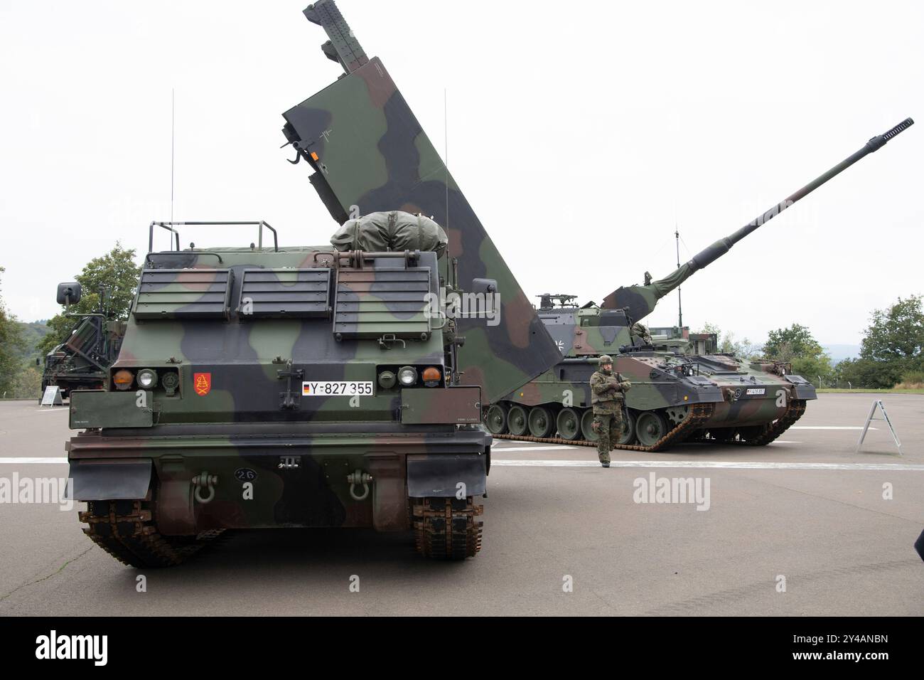 left rocket launcher MARS, multiple rocket launcher, in the background ...