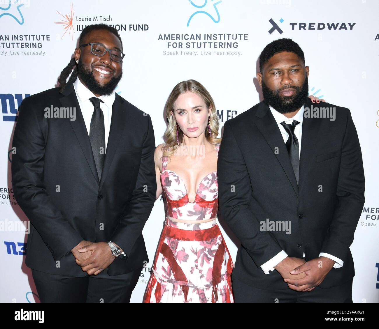 Joshua Ezeudu, Emily Blunt, Curtis Blaydes at arrivals for The American ...