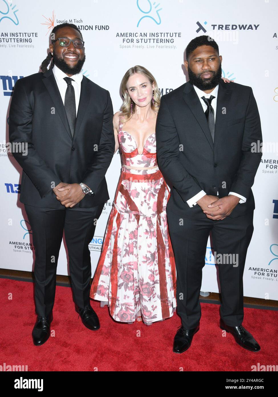 Joshua Ezeudu, Emily Blunt, Curtis Blaydes at arrivals for The American ...