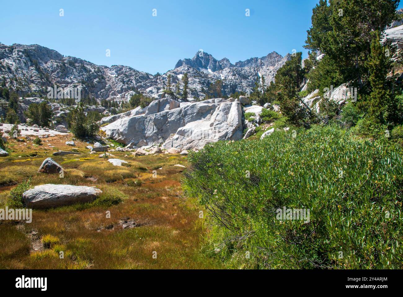 The Sabrina Basin west of Bishop, CA, USA, includes lakes such as Blue ...