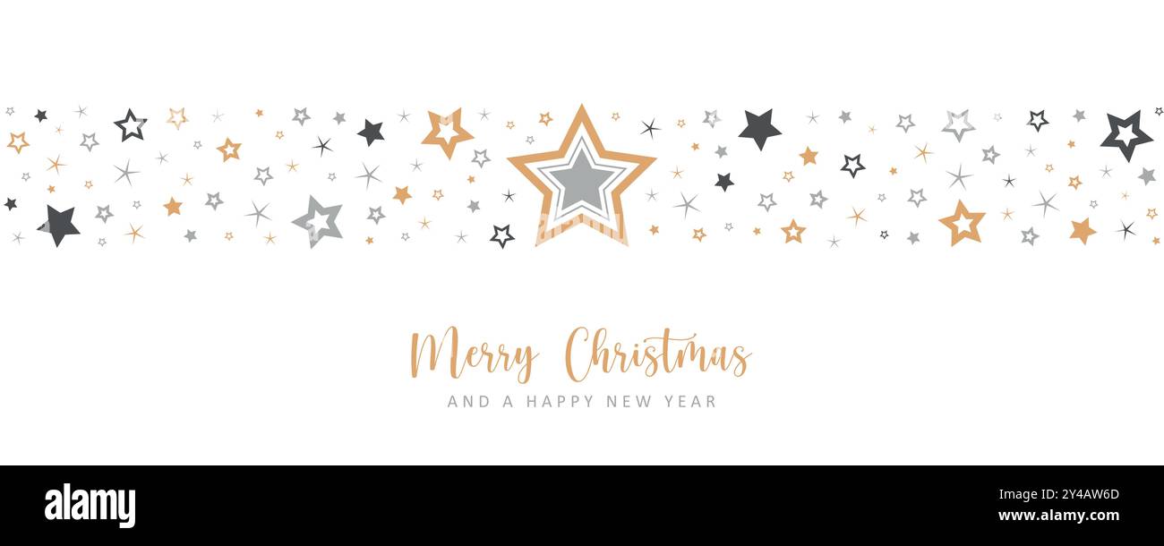 christmas greeting card with star border vector illustration Stock ...