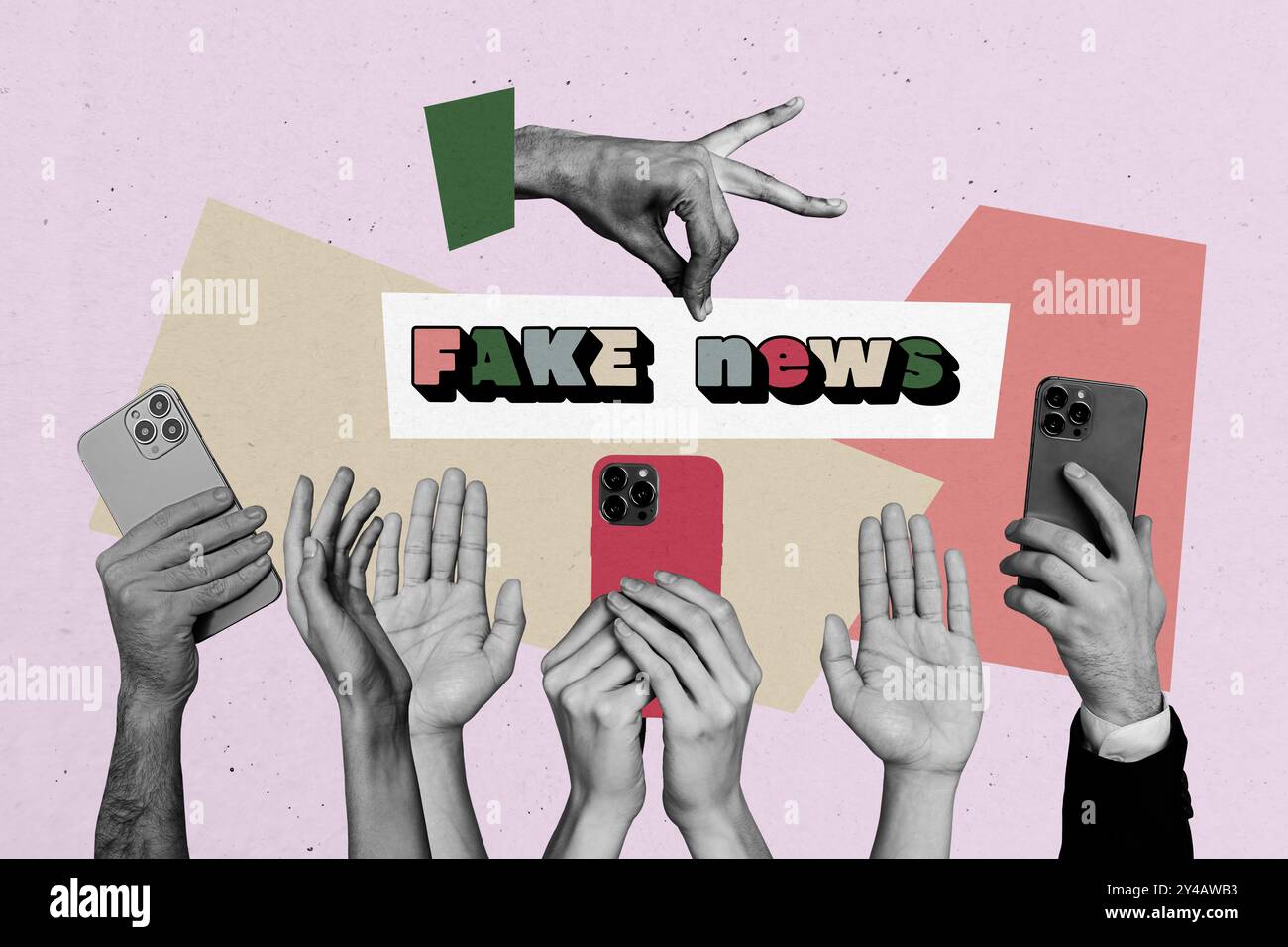 Composite trend artwork 3D collage of fake breaking news brainwashing ...