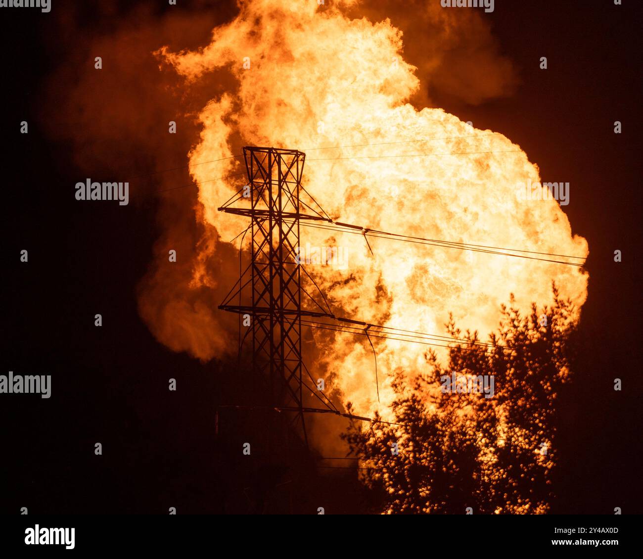 A natural gas pipeline on the border of La Porte and Deer Park, Texas ...