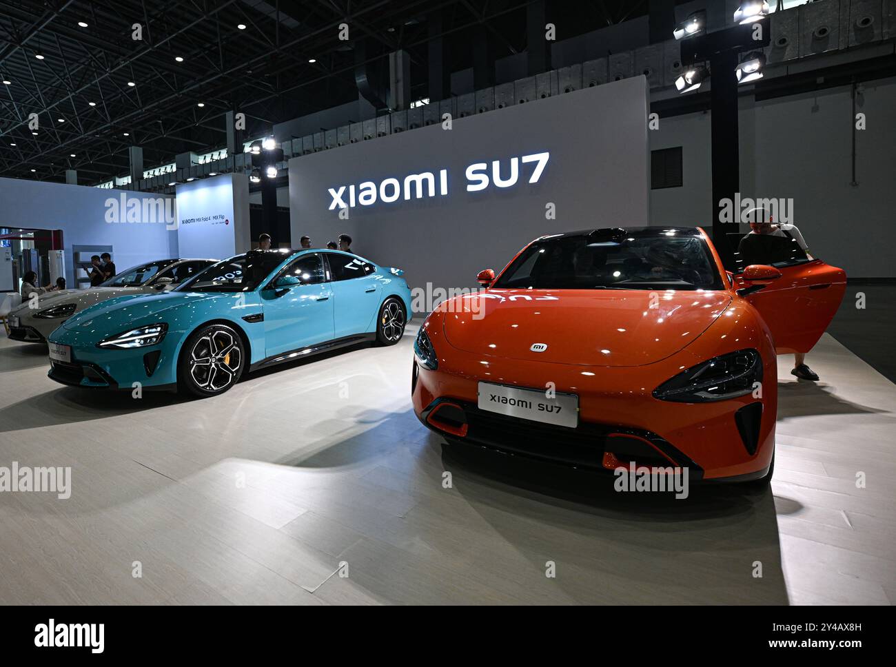 Haikou, China's Hainan Province. 16th Sep, 2024. Xiaomi SU7 cars are ...