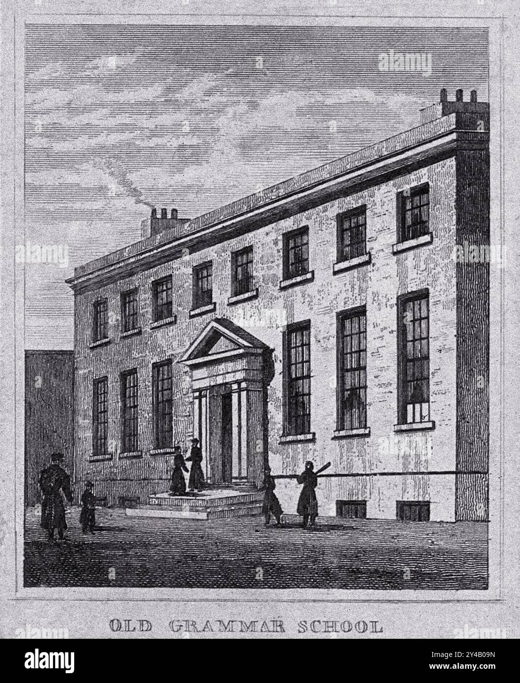 The engraving depicts the Hall at Christ's Hospital in London ...
