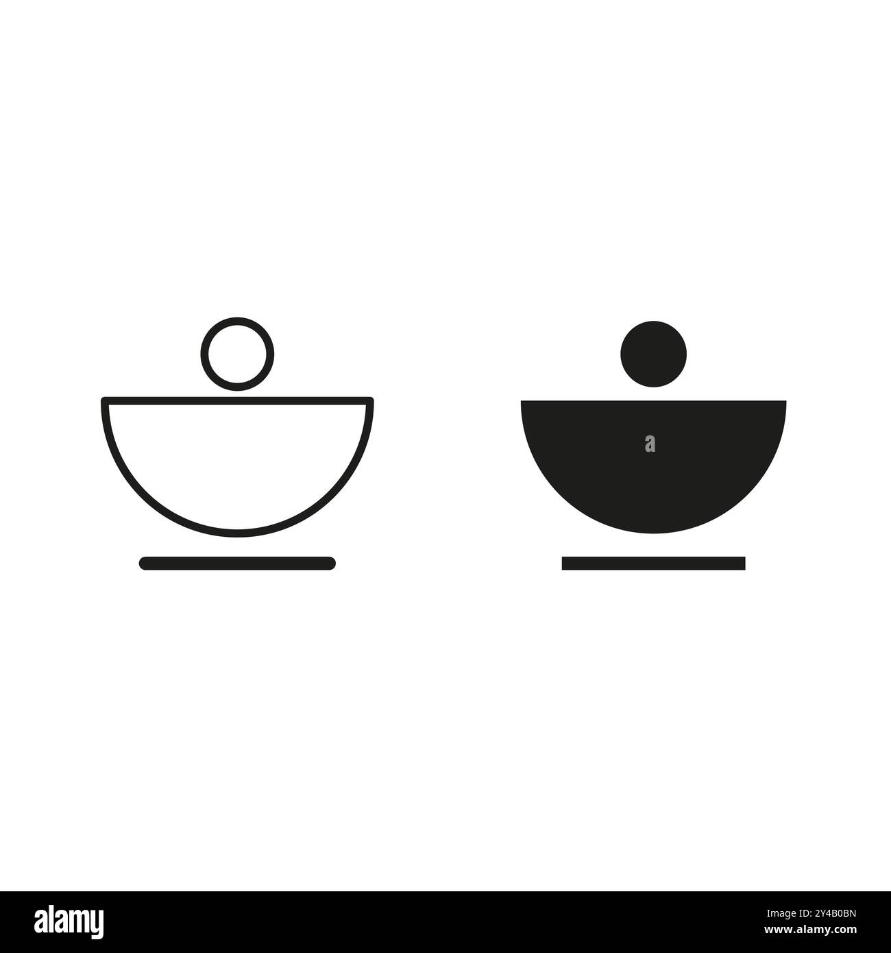 Geometric bowl icon. Minimalist abstract shapes. Monochrome design with ...
