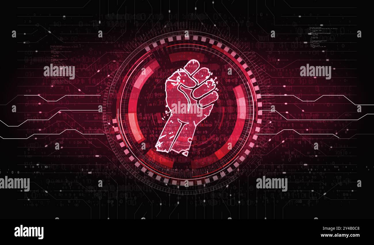 Freedom fight revolution with clenched fist symbol digital concept ...