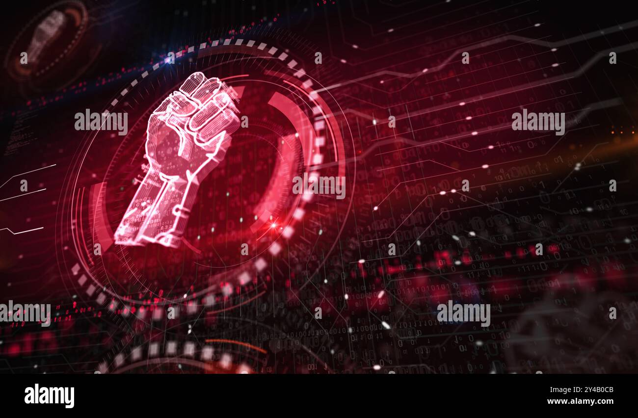 Freedom fight revolution with clenched fist symbol digital concept ...