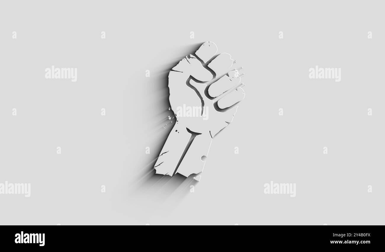 Freedom fight revolution with clenched fist symbol with natural shadow ...
