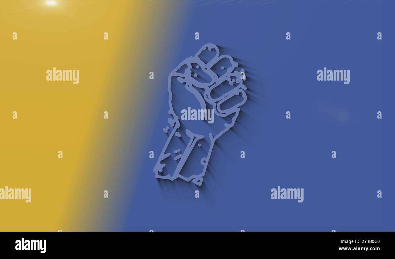 Freedom fight revolution with clenched fist symbol with natural shadow ...