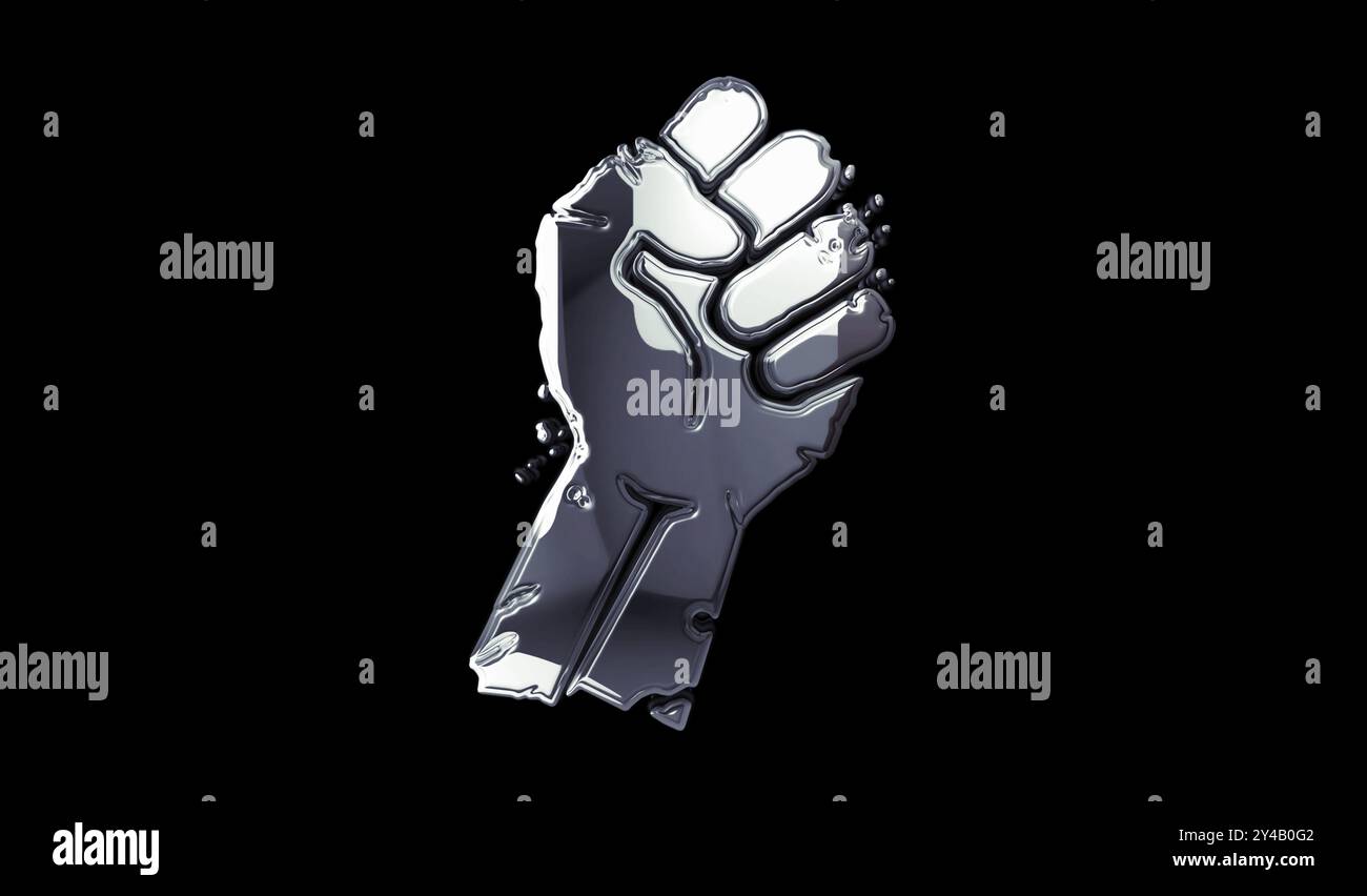 Freedom fight revolution with clenched fist golden metal shine symbol ...