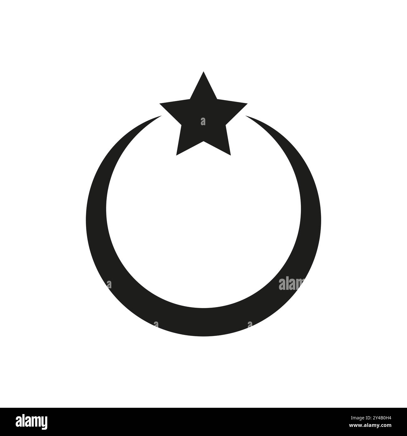 Crescent moon and star icon. Minimalist geometric symbol. Abstract ...