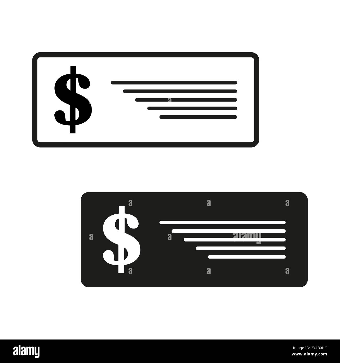 Dollar bill icon. Money symbol with text lines. Simple rectangular ...