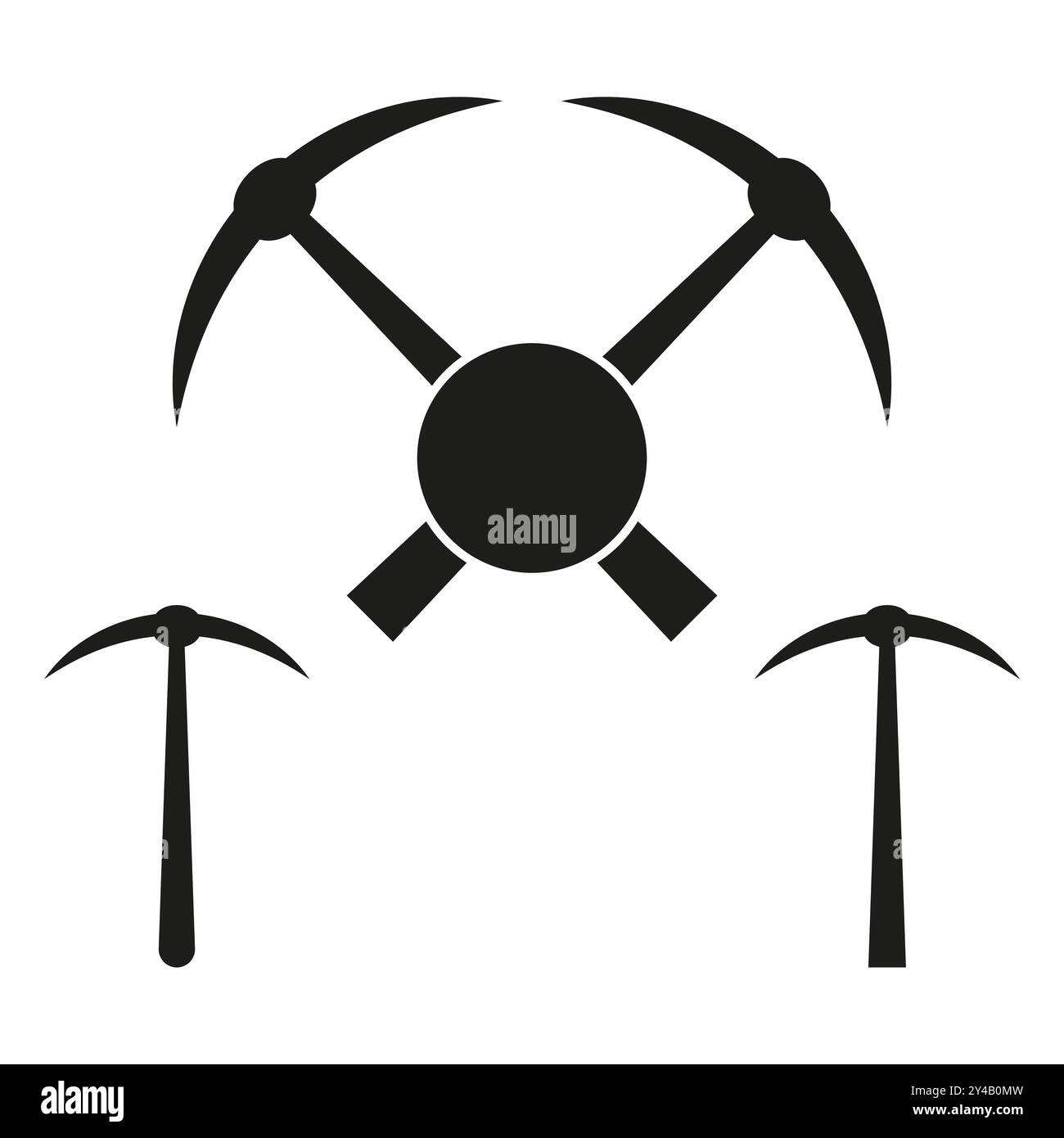 Mining tools icon. Pickaxes crossed symbol. Simple excavation sign ...