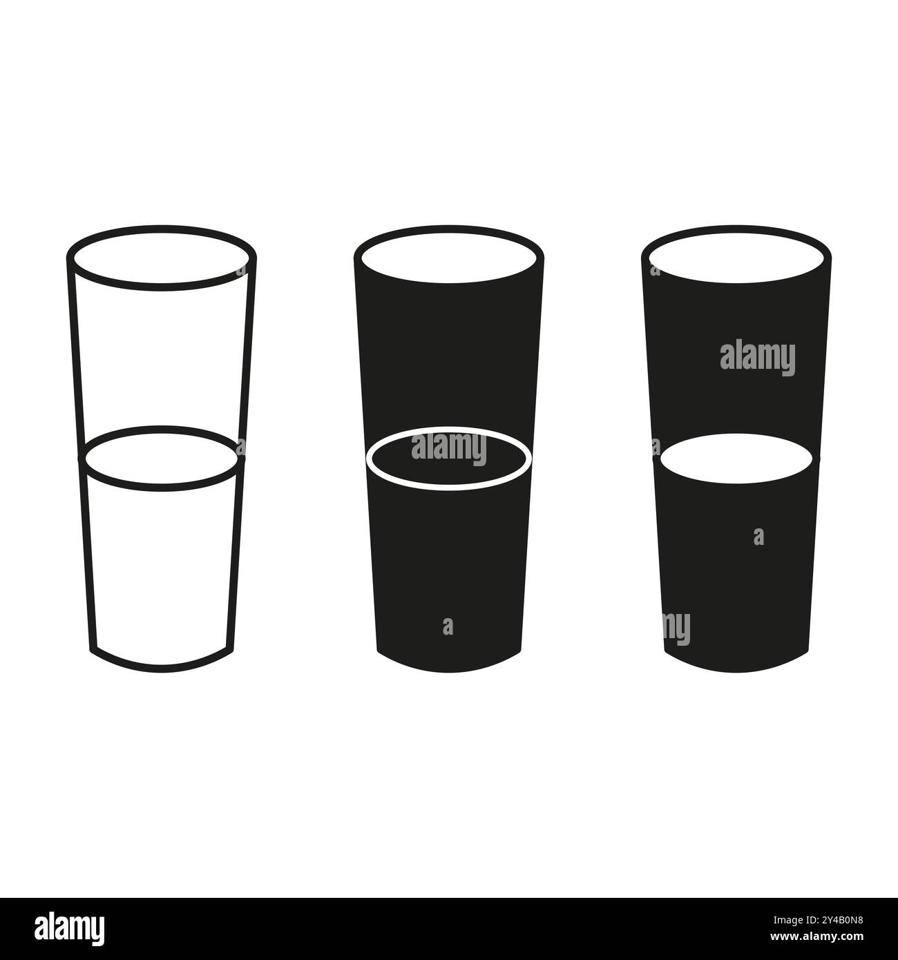 Minimal glass icons. Black and white. Simple glass shapes. Vector ...