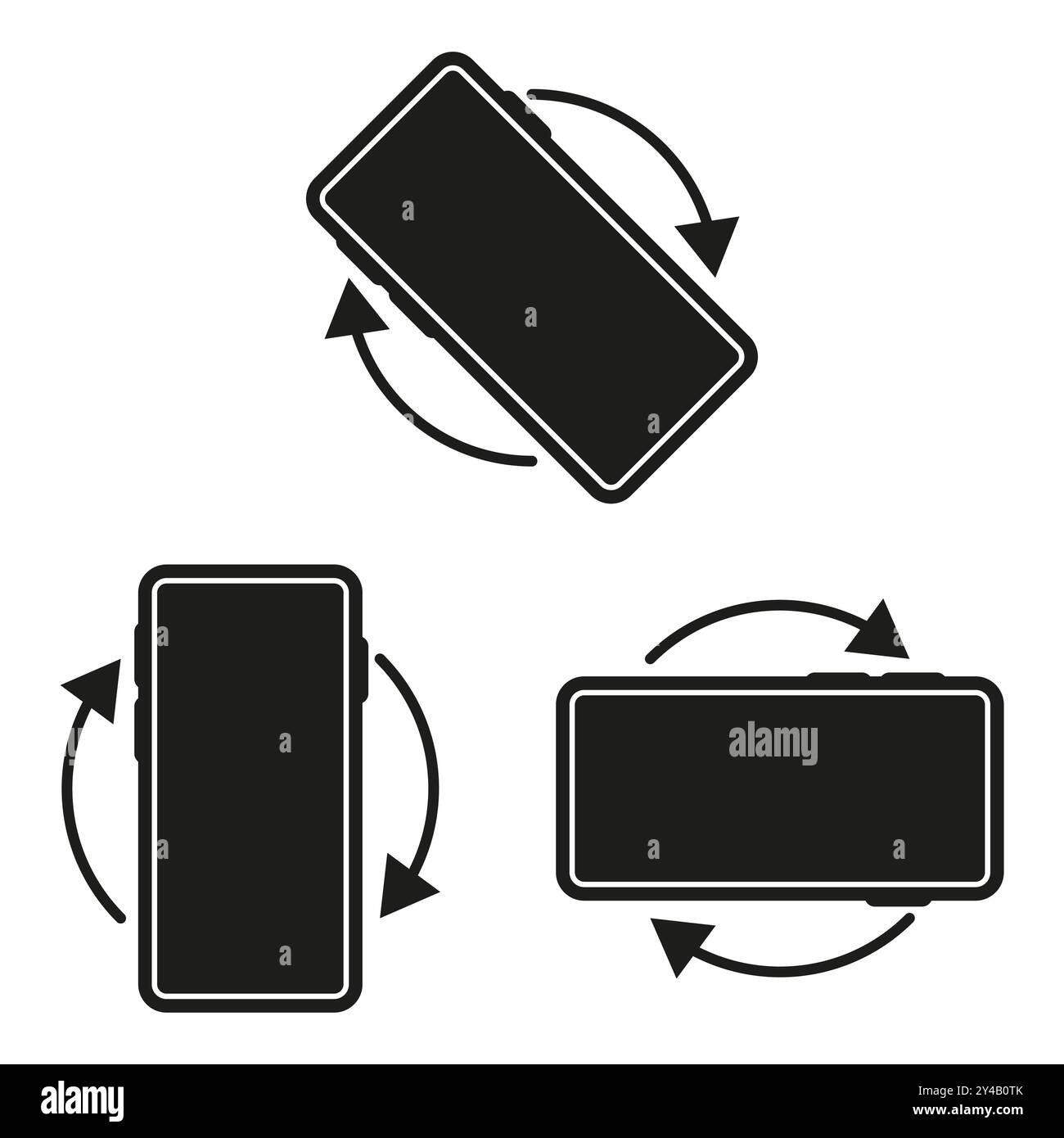 Phone rotation icons. Device orientation arrows. Smartphone movement ...