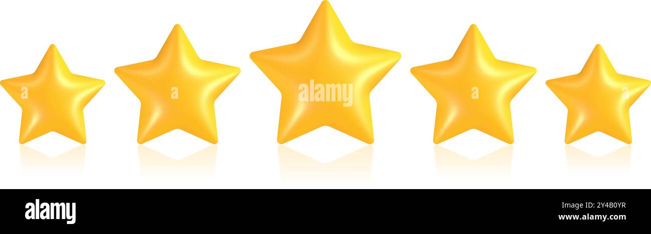 Five yellow stars arranged in a row. Vector illustration Stock Vector ...
