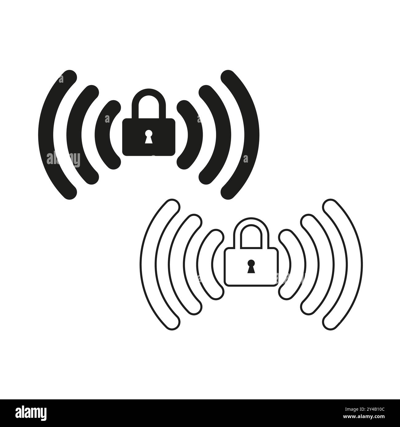 Wireless security icon. Lock and signal symbol. Padlock protection ...