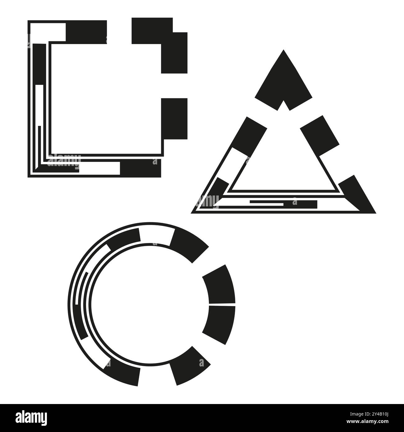 Abstract geometric shapes. Digital square, triangle, and circle ... Abstract geometric shapes. Digital square, triangle, and circle ...