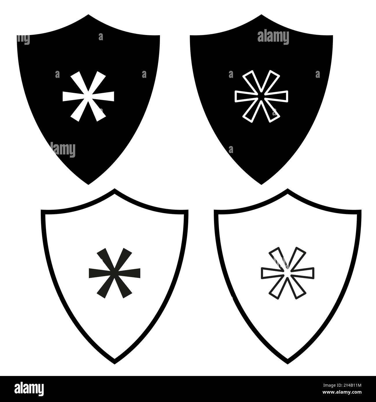 Shield with star icon. Security emblem design. Protective badge graphic ...