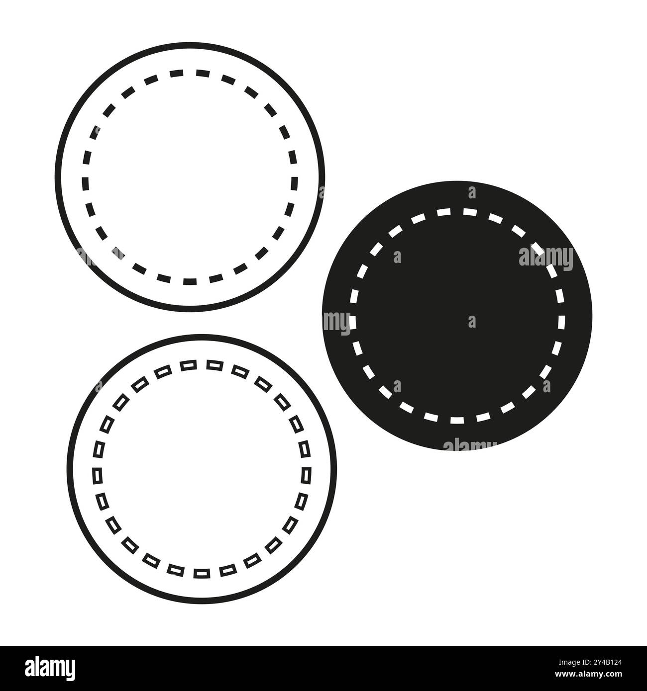 Circular badge icon. Dashed border design. Simple geometric shapes ...