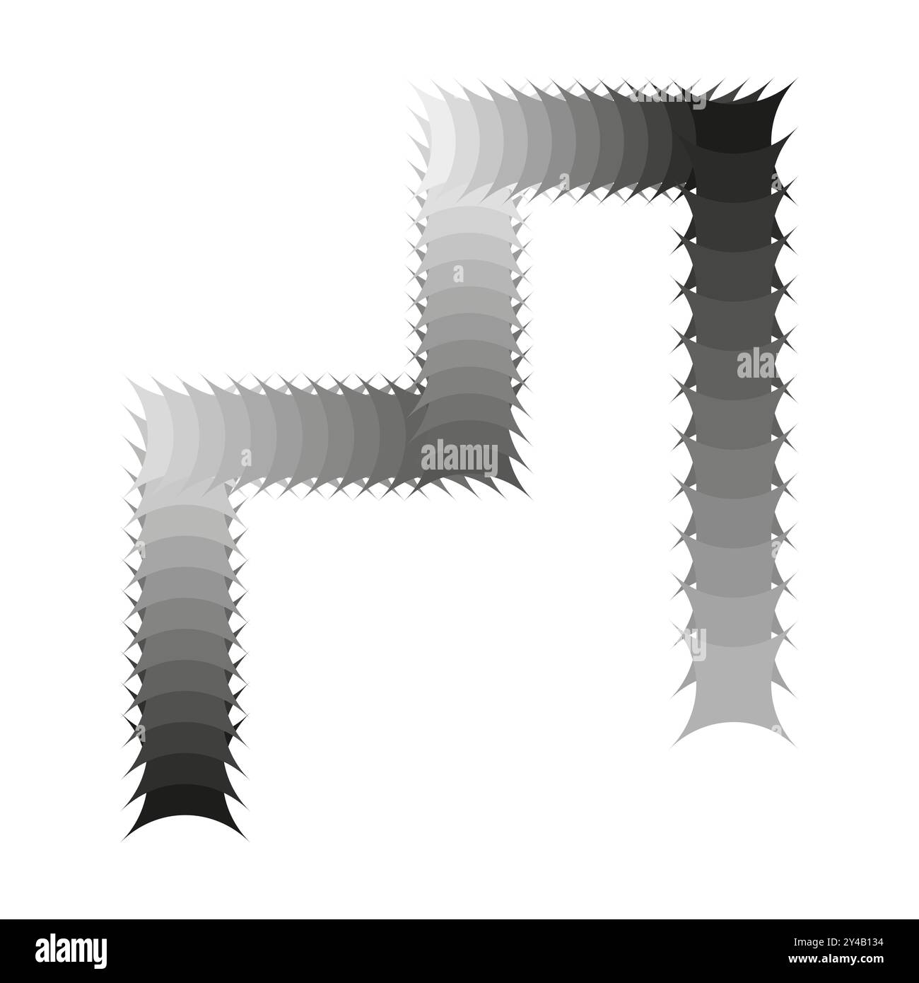 Abstract curved path. Gradient shaded geometric shapes. Monochrome ...