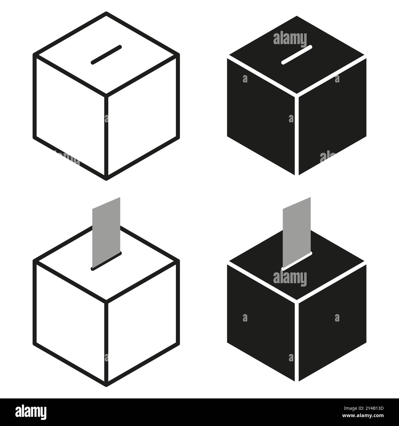 Ballot box icons. Four variations of simple voting box symbols. Abstract election concept ...