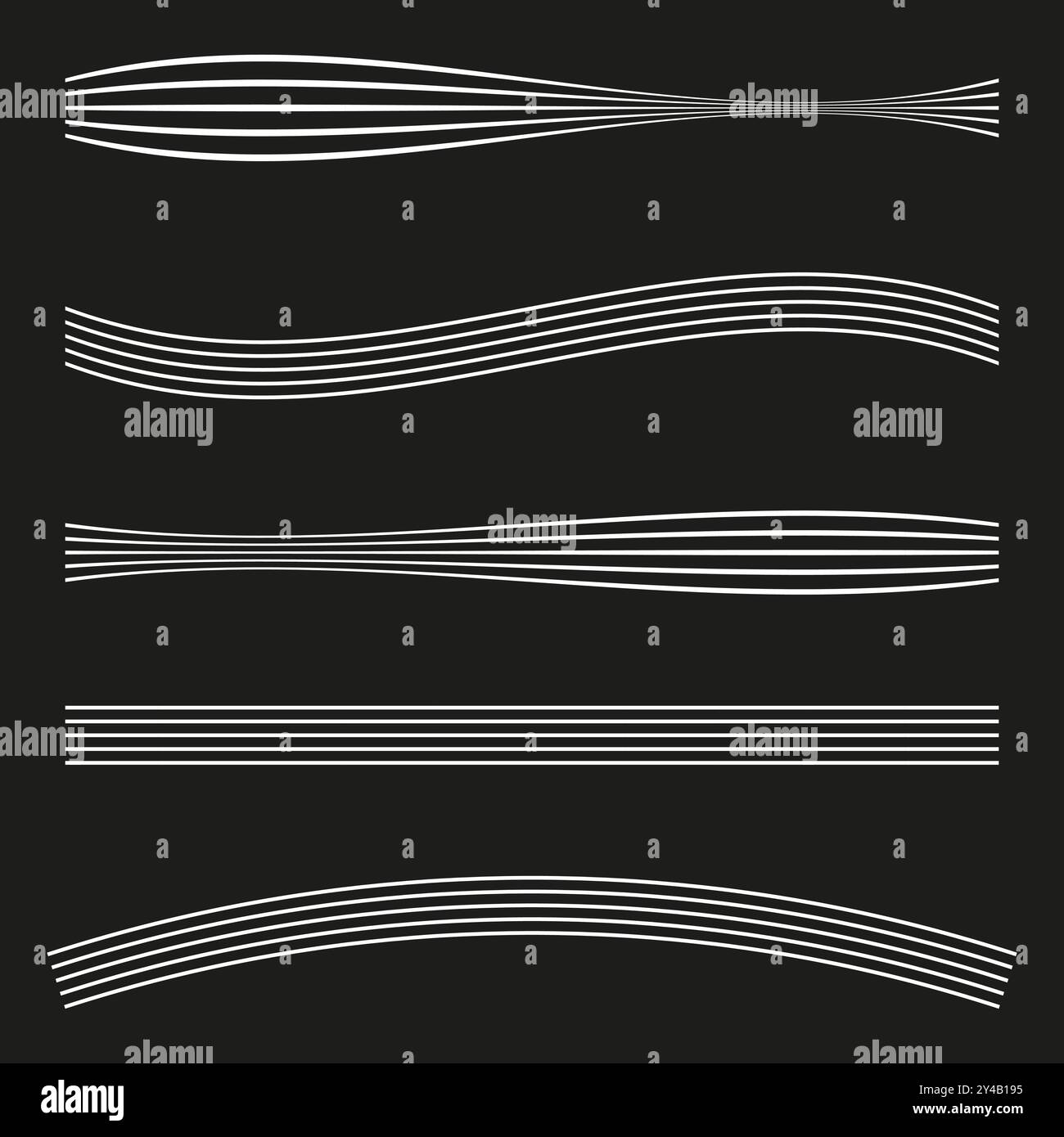 Wavy white lines. Abstract curved stripes. Black background. Vector ...