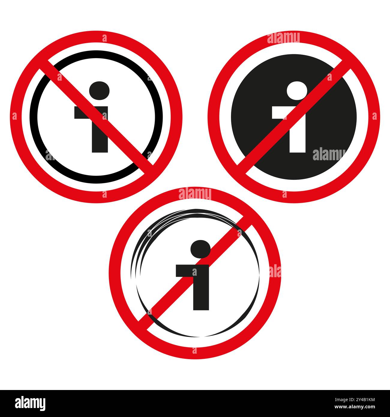 Prohibition signs with information icon variations, vector illustration ...