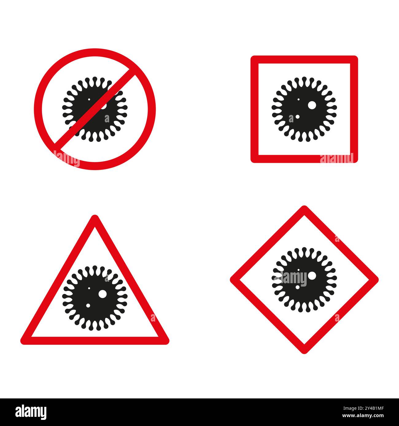 Virus warning icon. Bacteria alert sign. Prohibited virus symbol ...