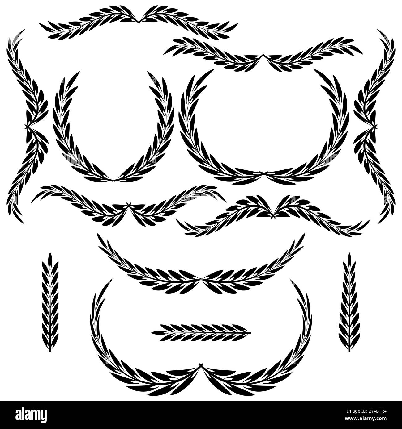 Laurel wreath set. Black olive branch icons. Award and victory symbols. Elegant vector design ...