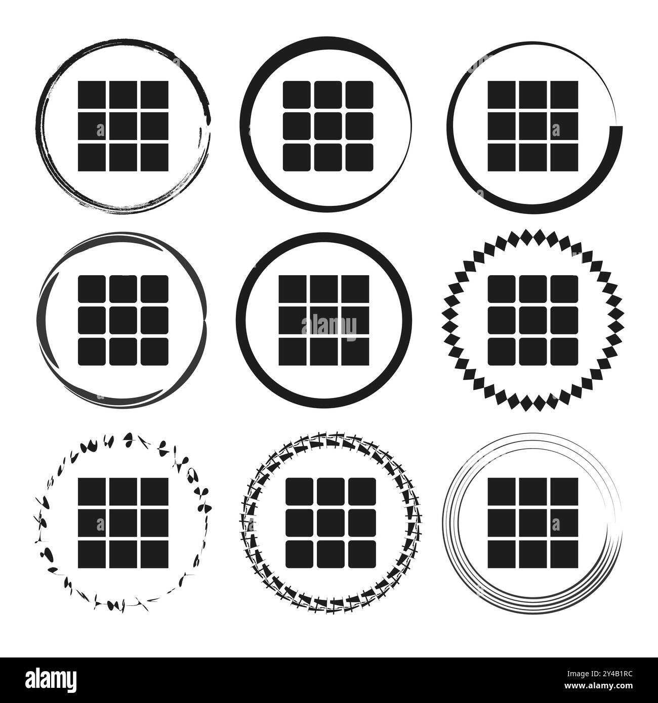 Abstract circular grid symbols in black and white. Perfect for logos ...