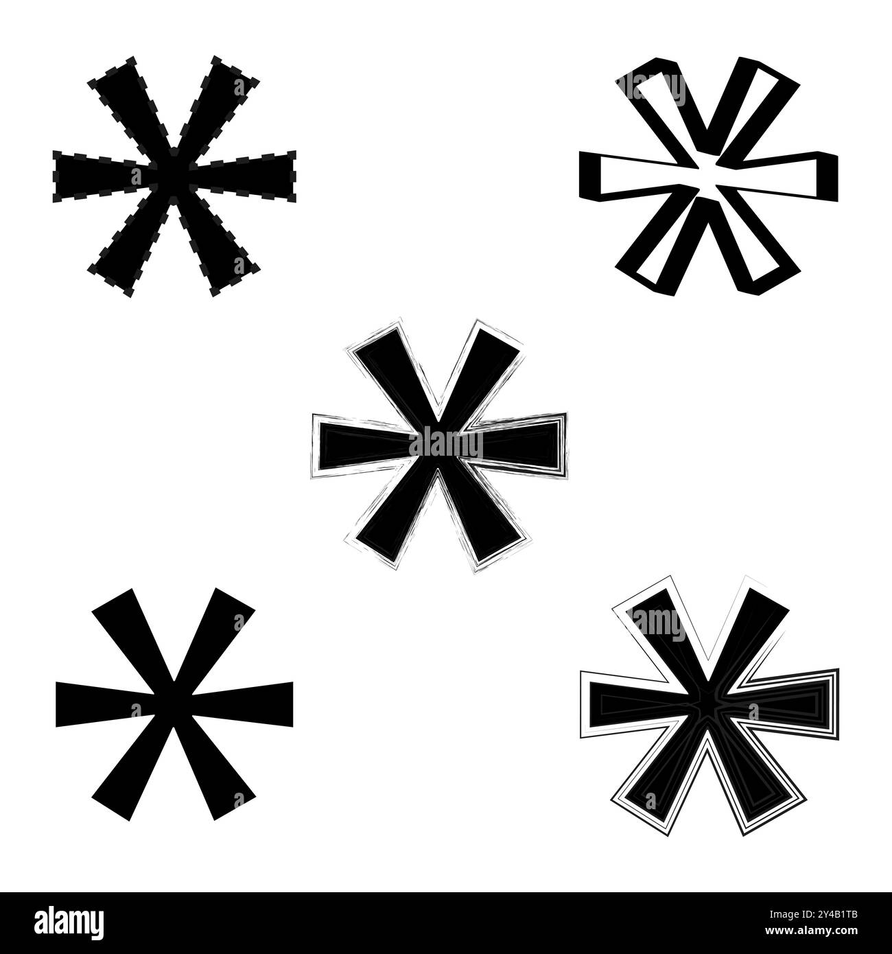 Asterisk icon set. Stylized black star symbols. Variations with ... Asterisk icon set. Stylized black star symbols. Variations with ...