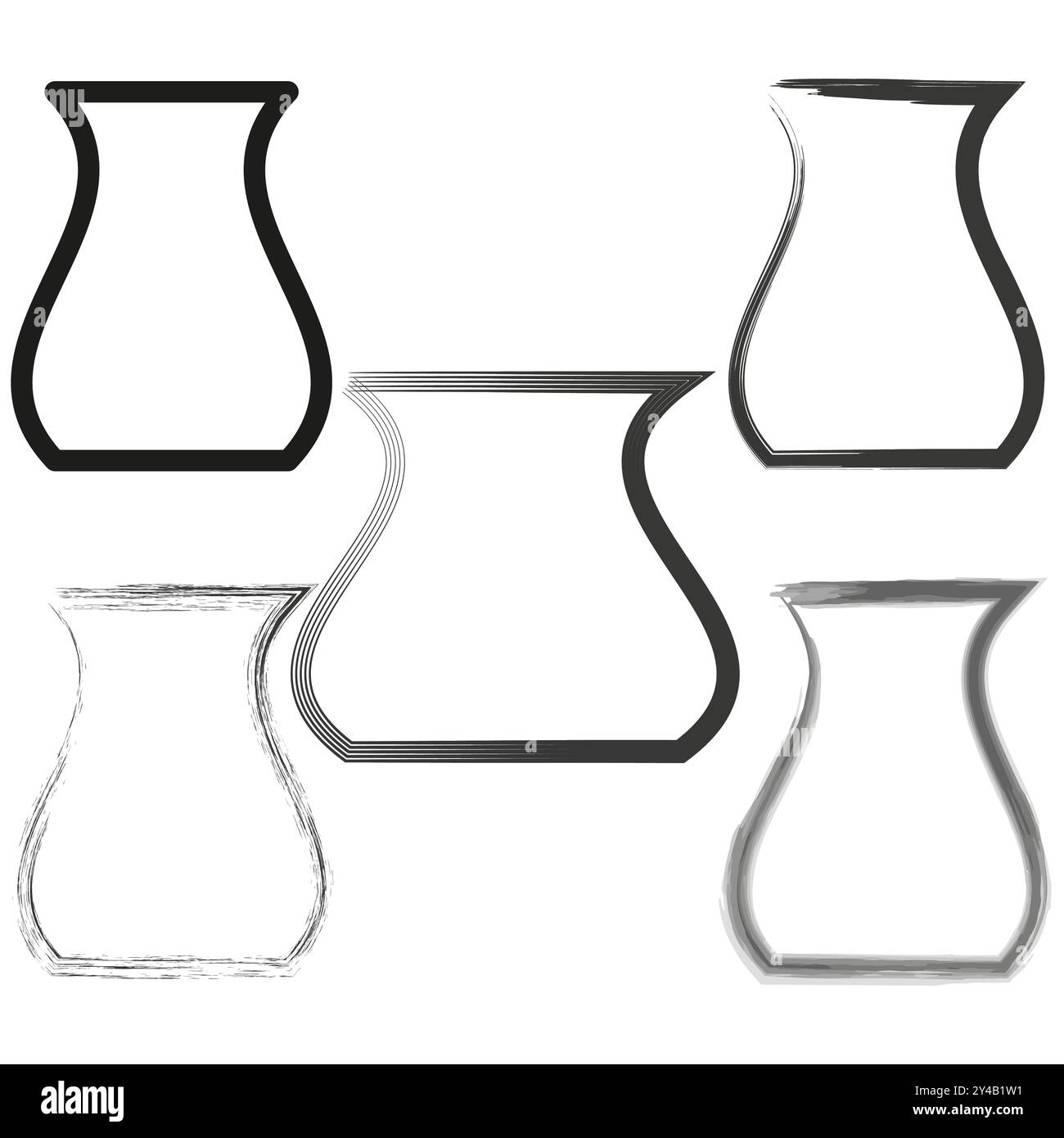 Vase outline collection. Distressed vase shapes. Hand-drawn contour ...
