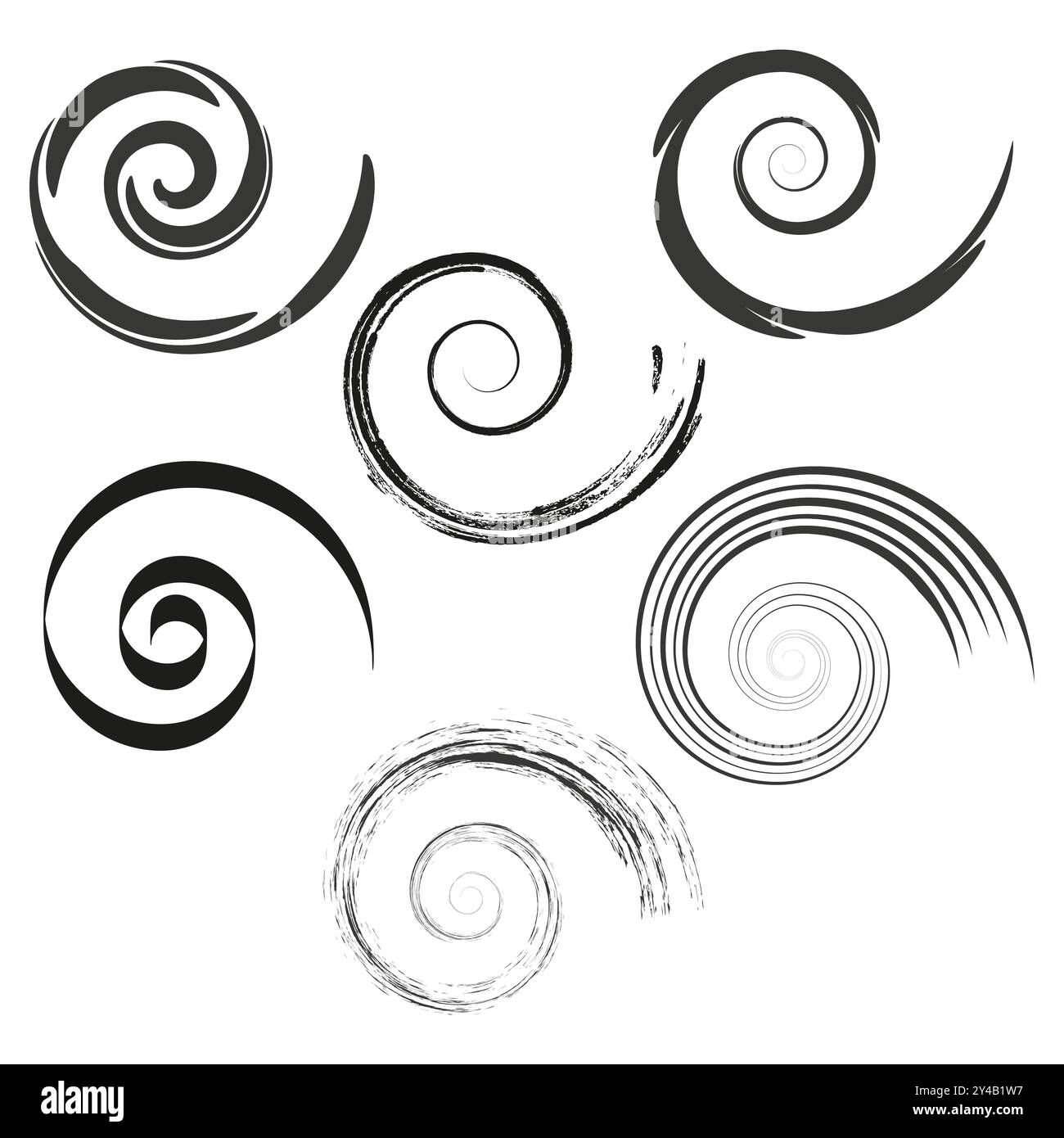 Abstract spiral shapes. Hand drawn swirls. Grunge and clean lines ...