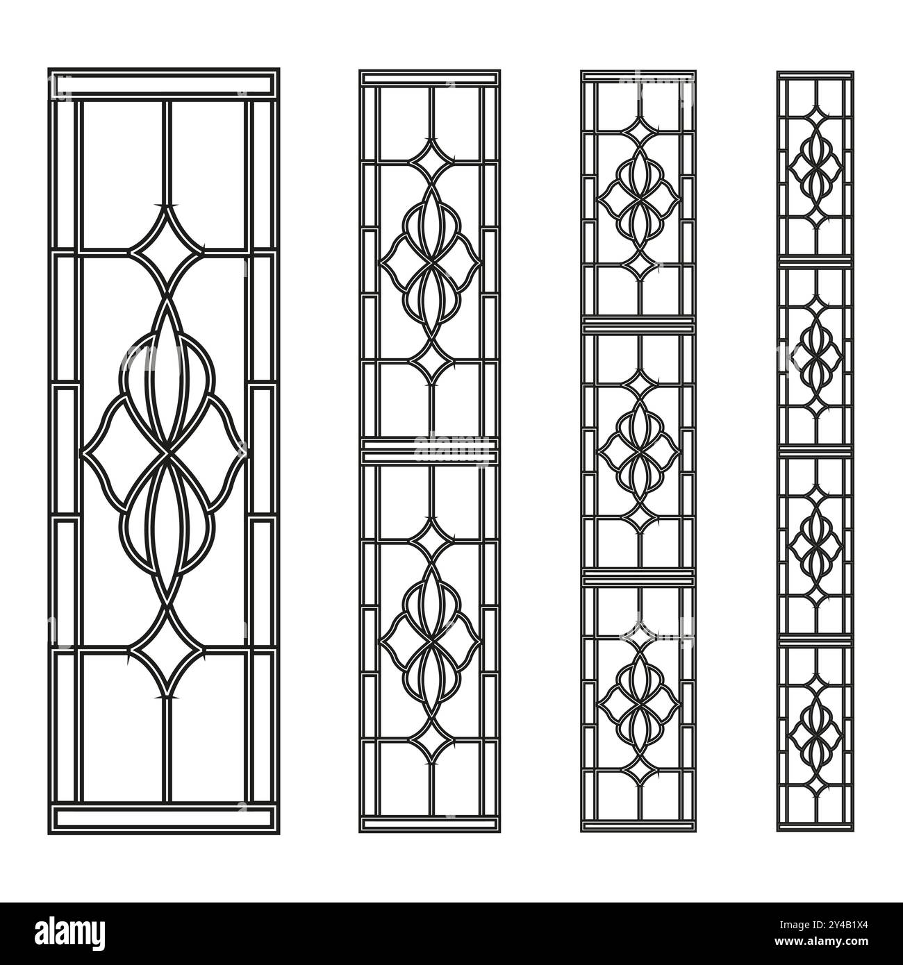 Stained glass window. Decorative panel design. Geometric glass pattern ...